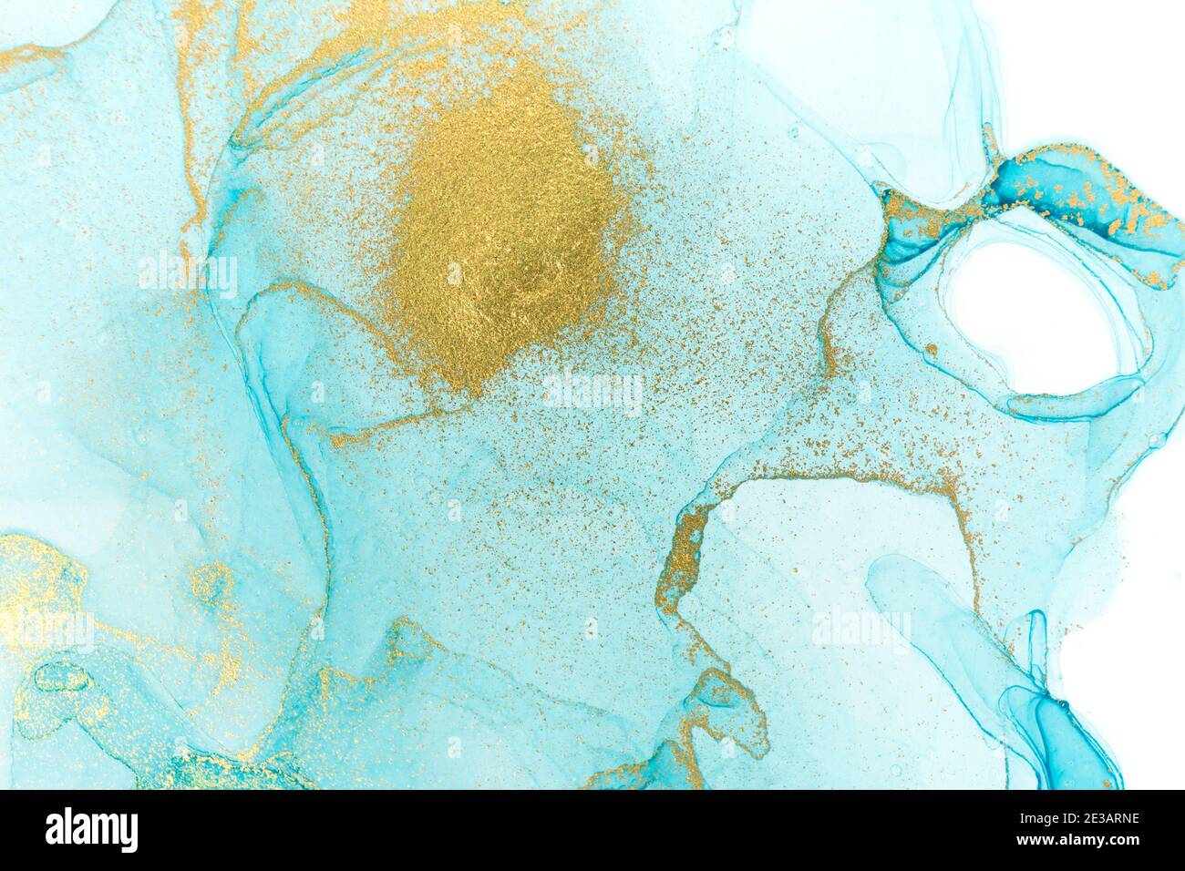 Alcohol ink blue transparent background. Ocean style watercolor drops ...