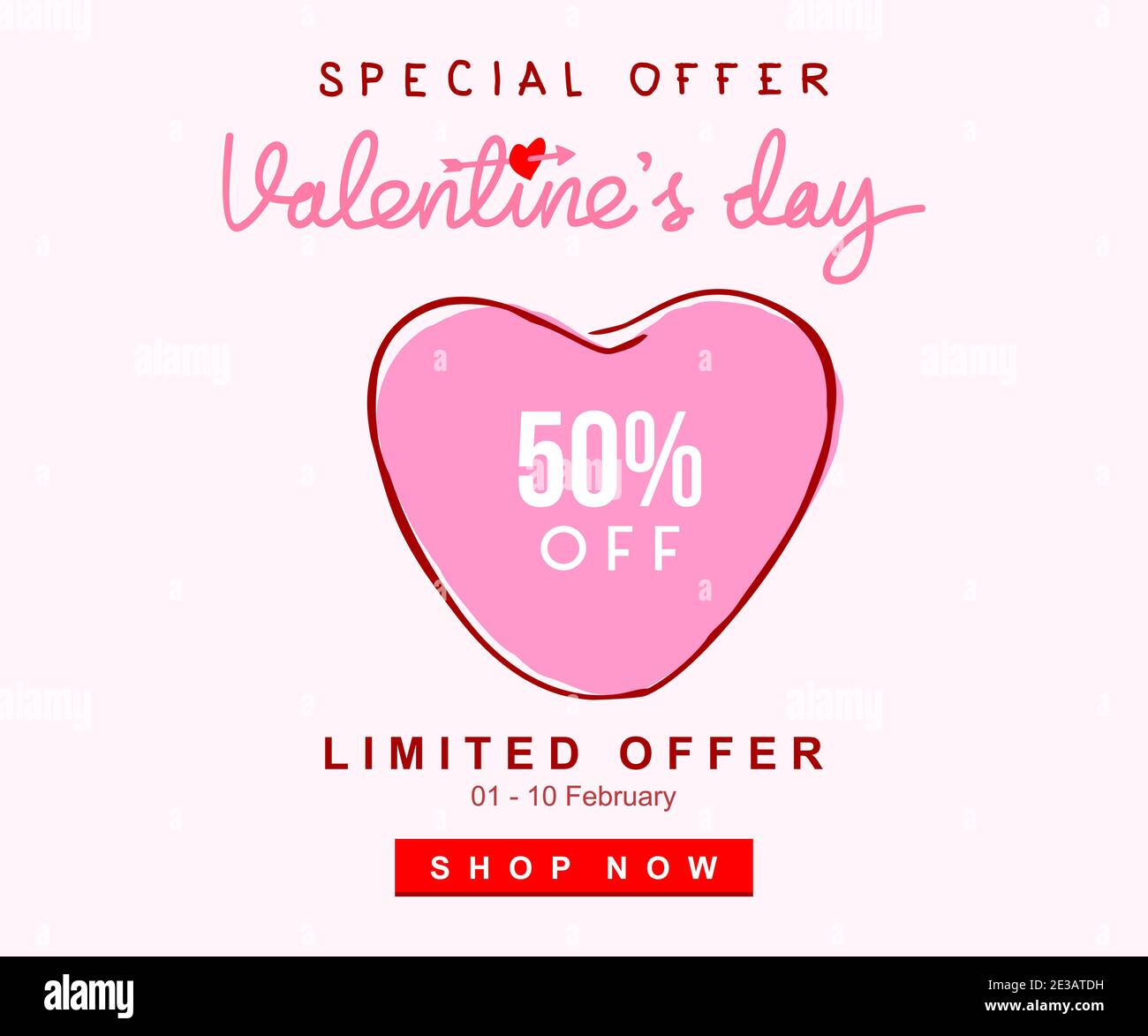 hand drawn heart for valentine's day promotion banner vector ...