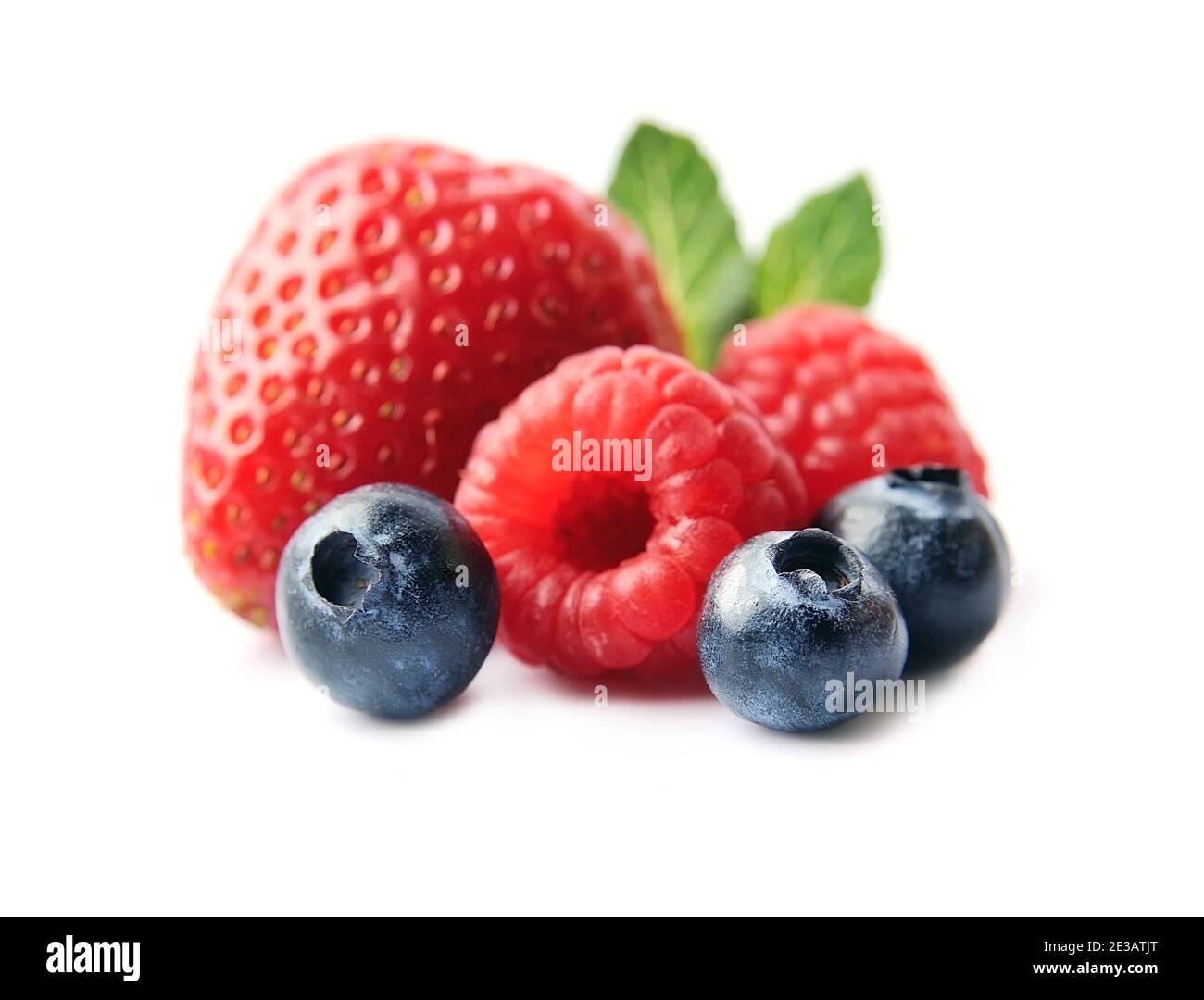 Strawberry, bilberry and raspberry isolated on white backgrounds Stock ...