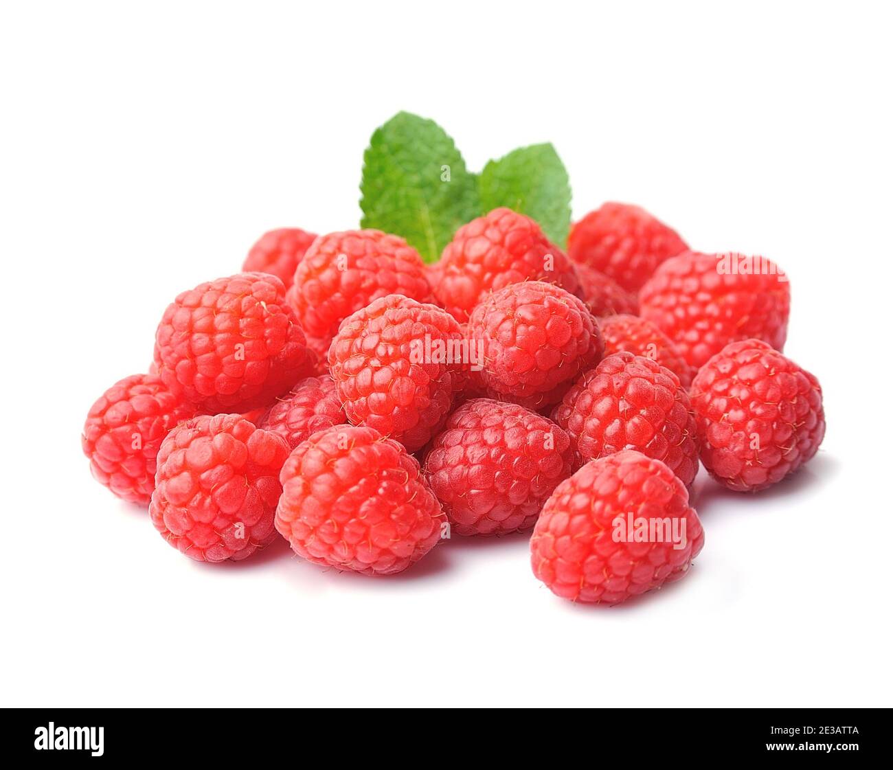 Sweet raspberry with mint leaves isolated on white backgrounds Stock ...