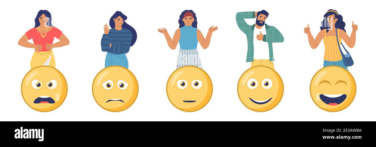 Customers choosing angry, happy, sad emoji to share their feedback ...