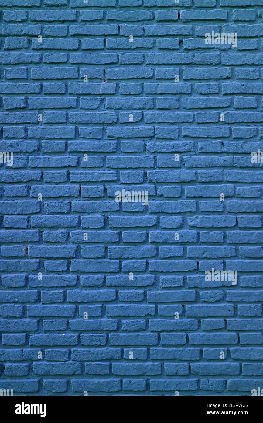 Vertical Image of Cobalt Blue Colored Old Brick Wall for Background ...
