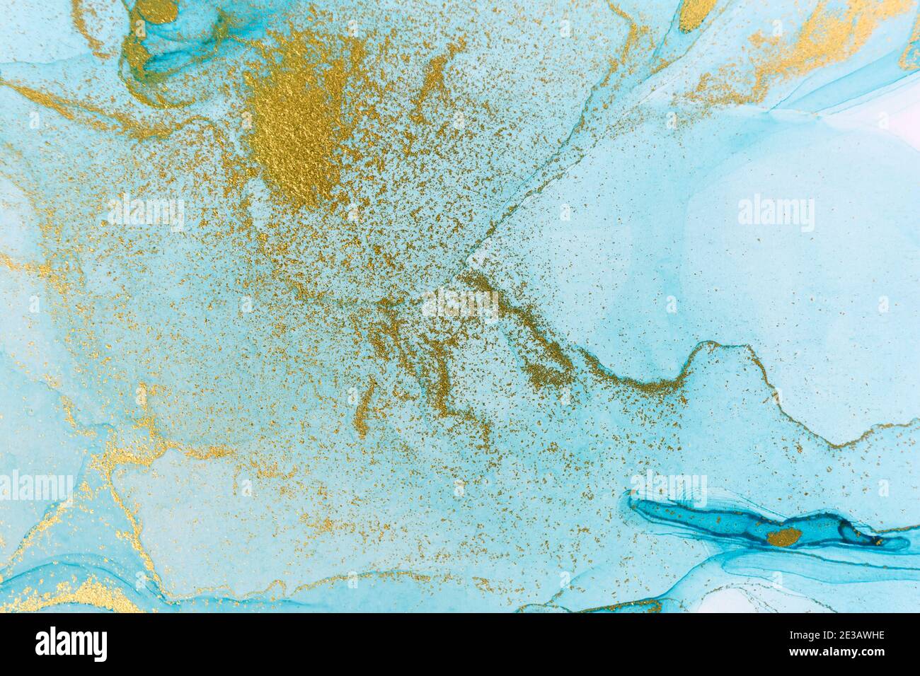 Alcohol ink blue background. Watercolor drops illustration Stock Photo ...