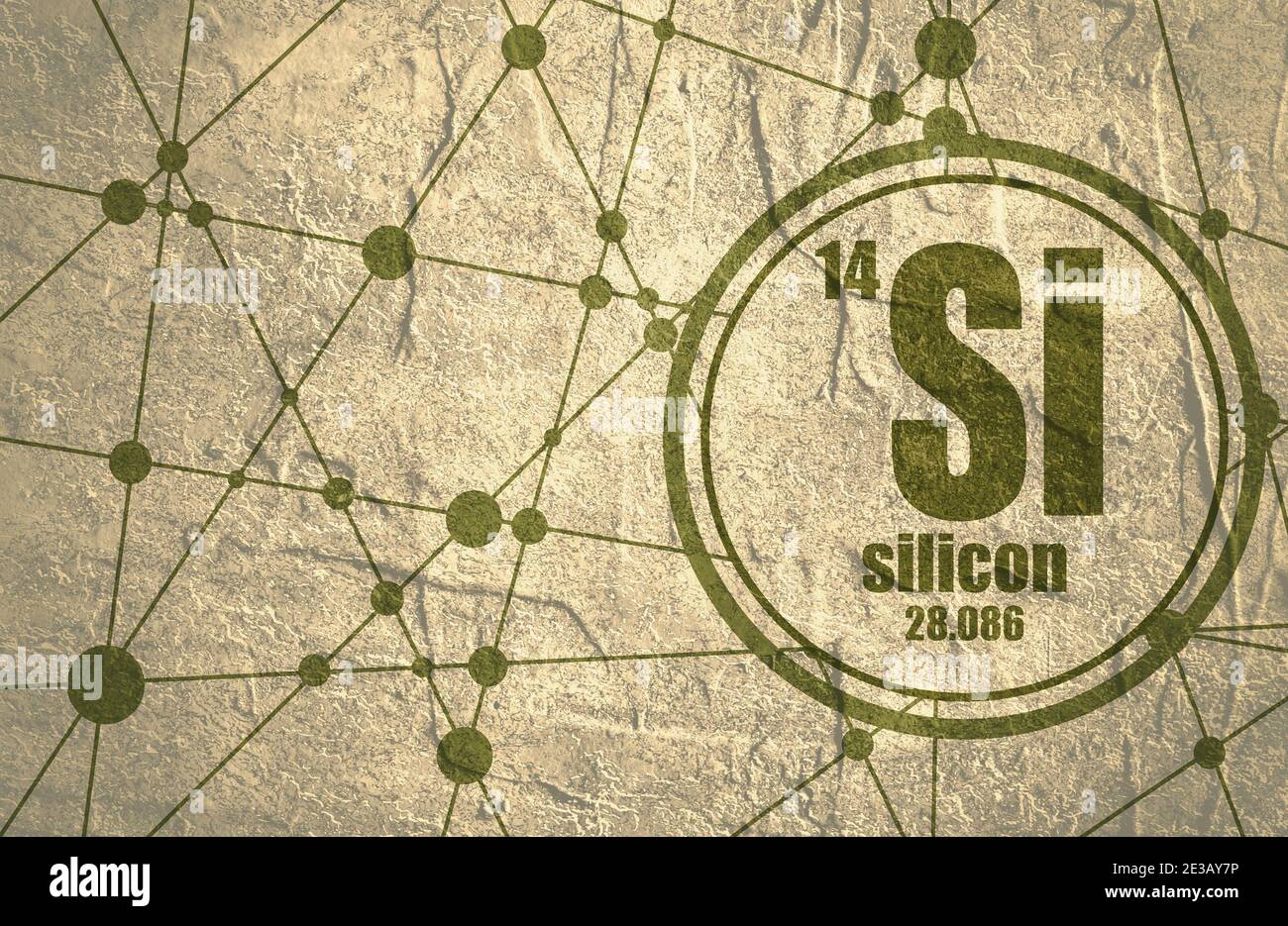 Silicon chemical element. Sign with atomic number and atomic weight ...