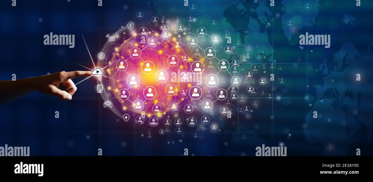 New global business connection concept. Businessman leading the global ...