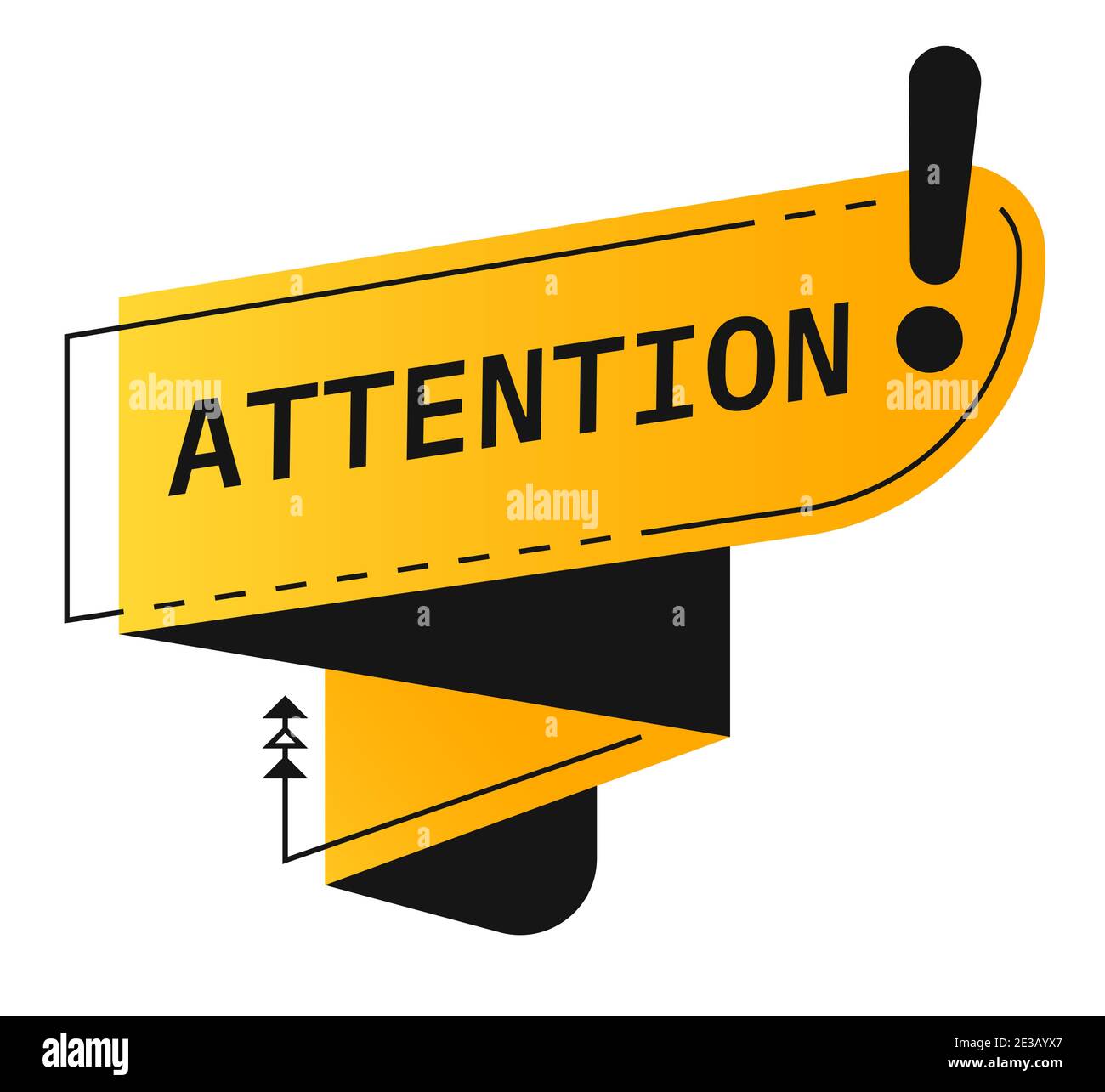 Attention sign with exclamation mark ribbon banner Stock Vector Image ...