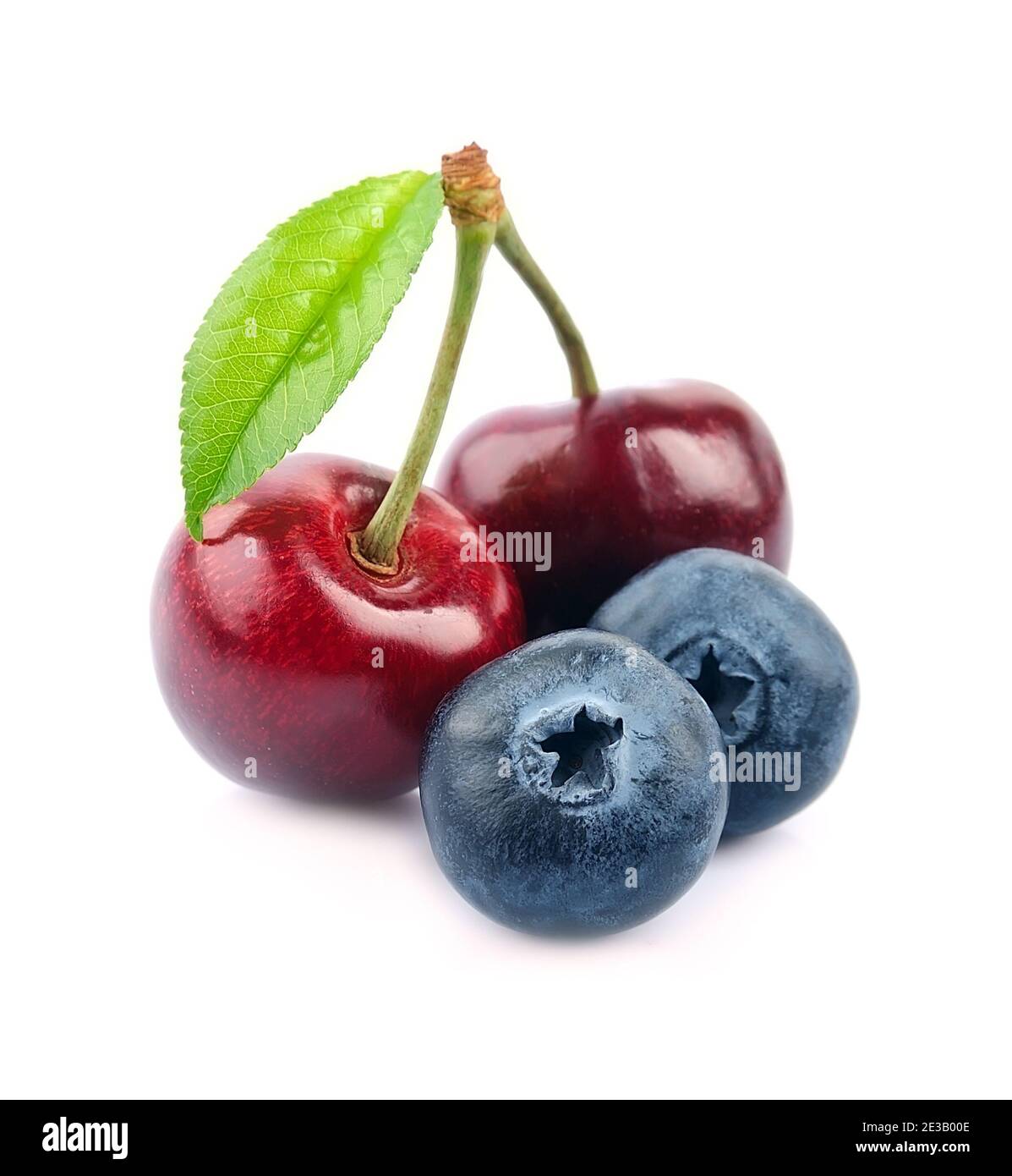 Sweet cherry and blueberries isolated on white backgrounds Stock Photo ...