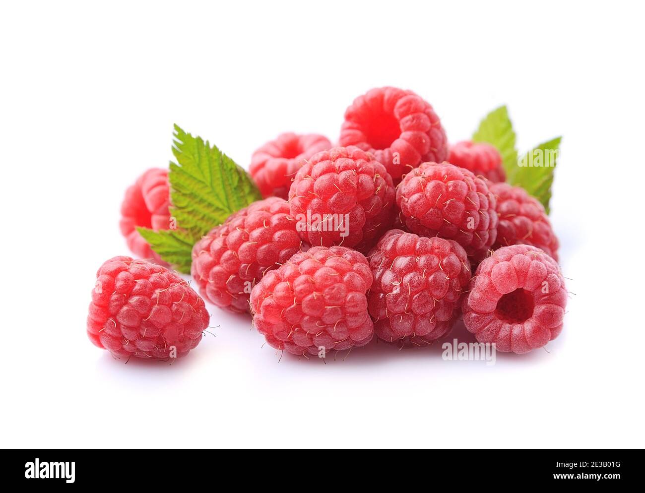 Sweet raspberry with leaves isolated on white backgrounds Stock Photo ...