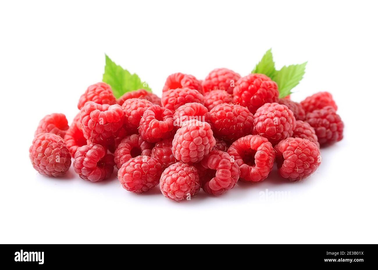 Raspberry with leaves isolated on white backgrounds Stock Photo - Alamy