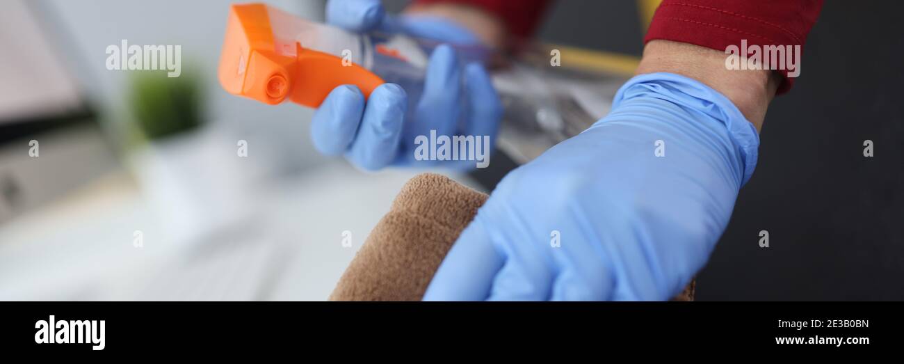 Female hands in gloves wipe the dust Stock Photo - Alamy