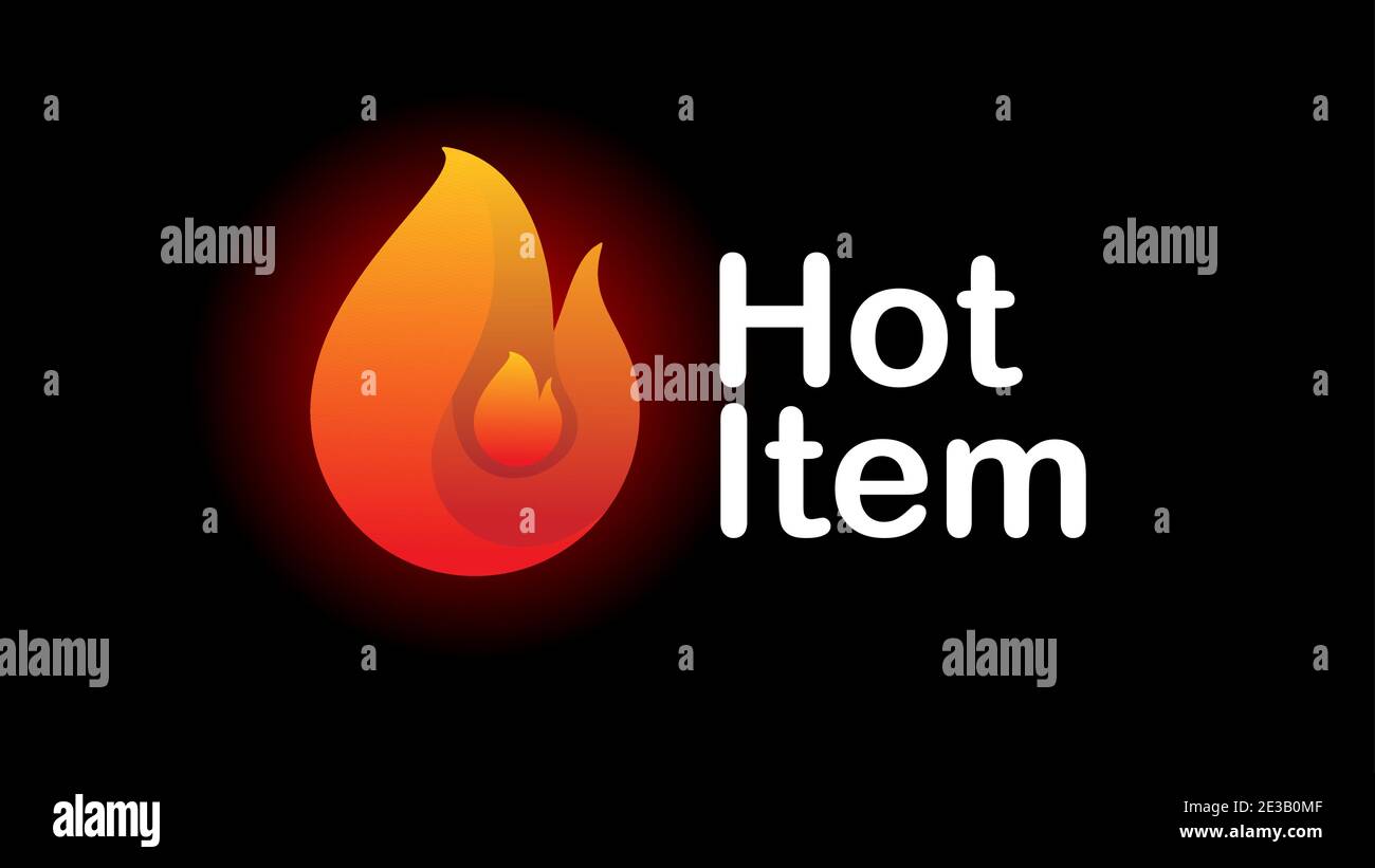 hot item icon. hot sale. hot product. simple flat style text inside ...