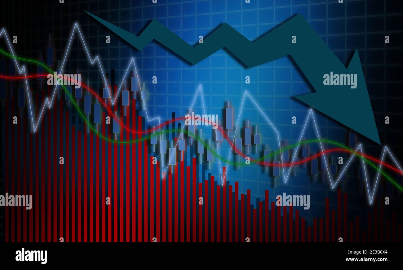 3D rendering of a business chart with a downwards arrow Stock Photo - Alamy