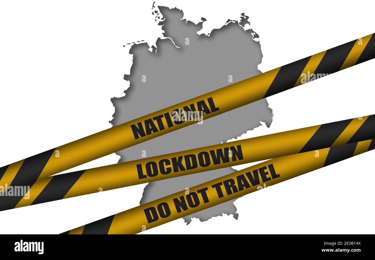3D rendering of Germany map and warning banners Stock Photo - Alamy