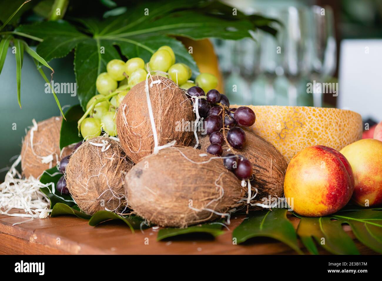 Hotel buffet fruits at table close up Stock Photo - Alamy