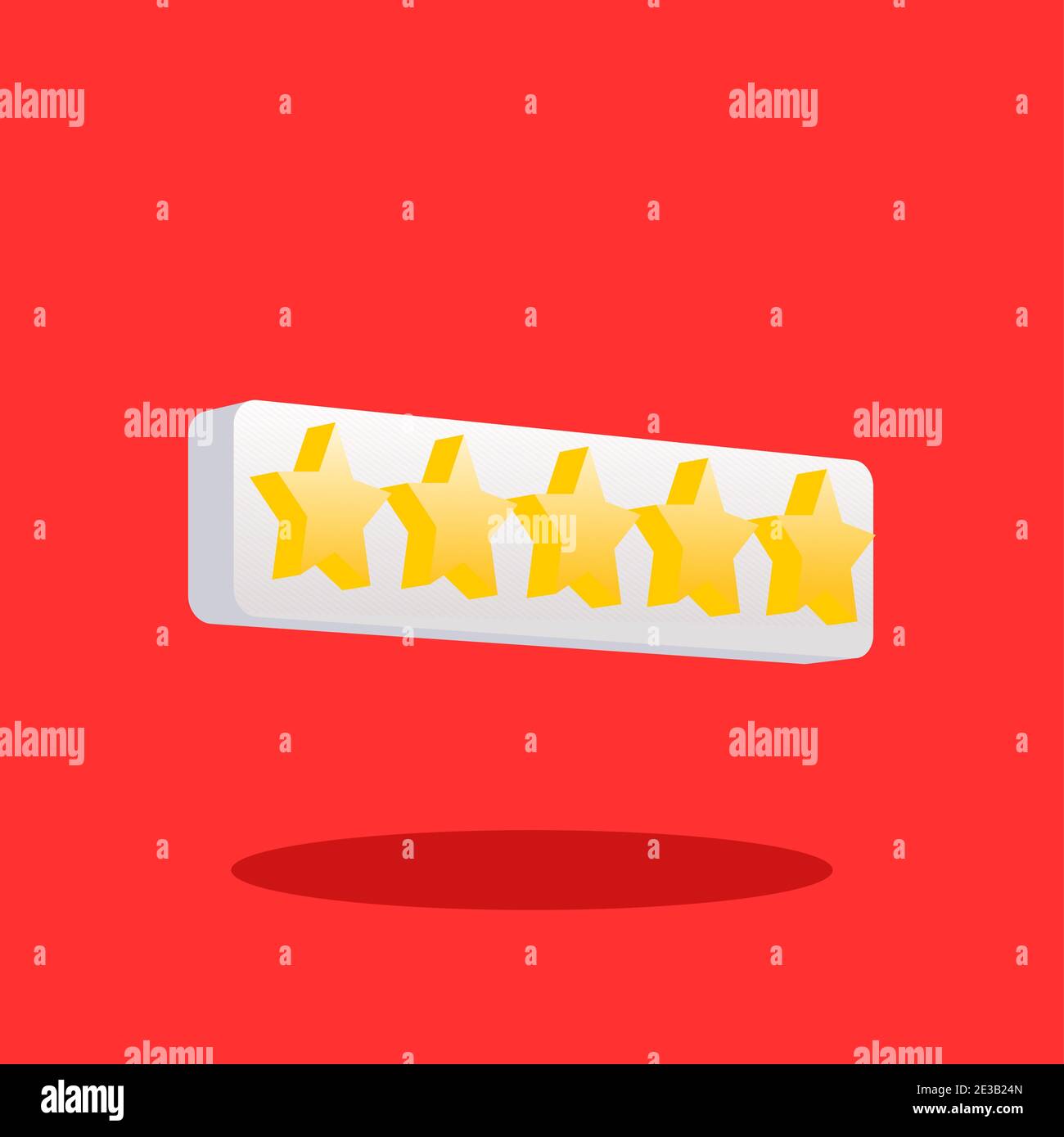 isolated top rated yellow five stars in bar red background vector ...