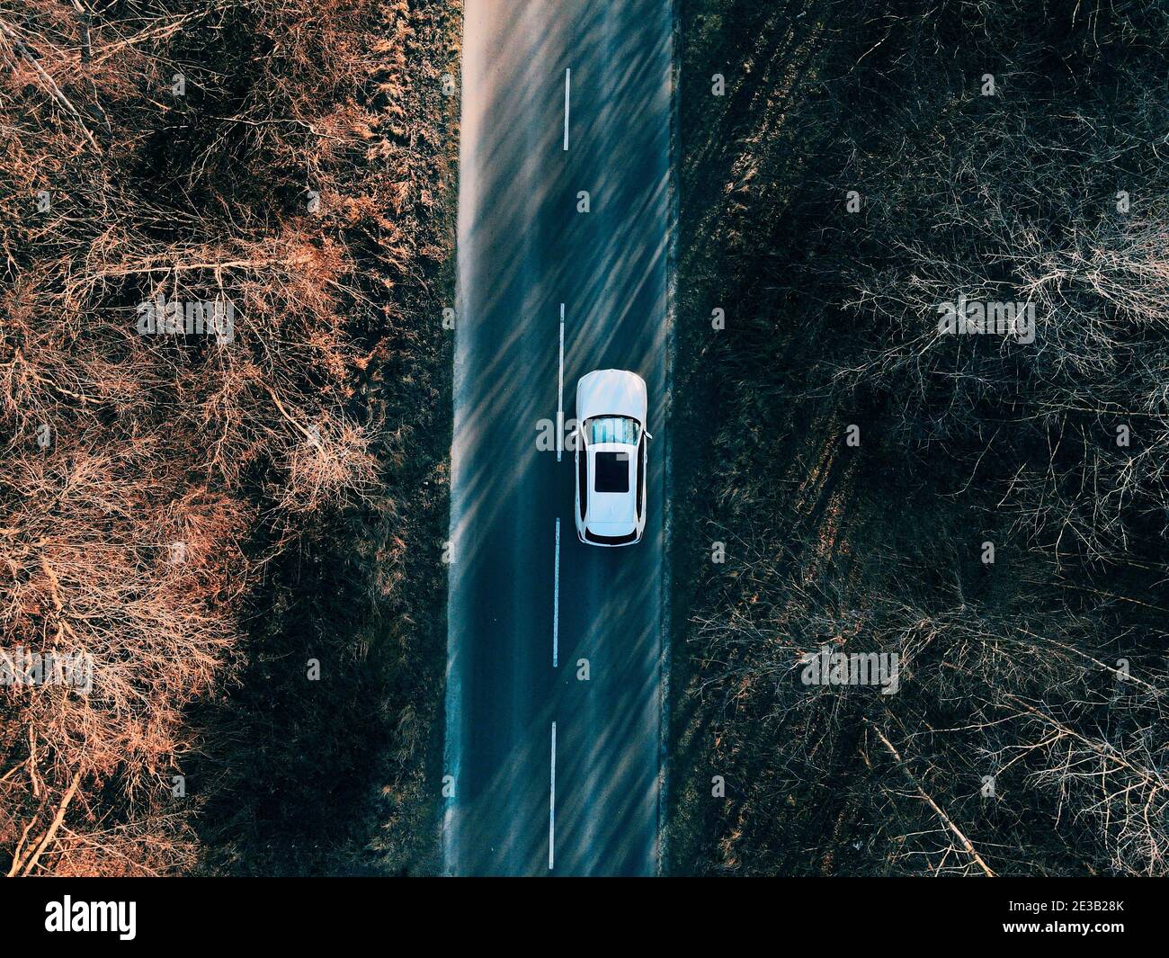 overhead top view of the car going by highway copy space Stock Photo ...