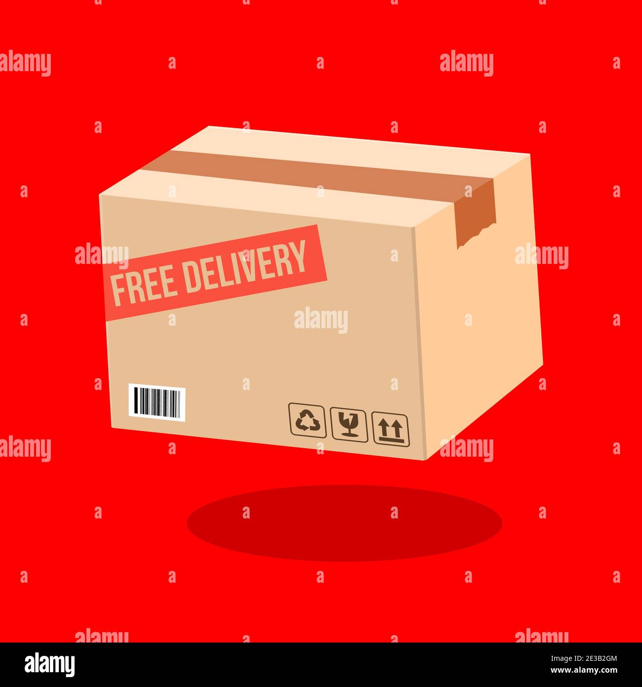 free delivery single image cardboard floating in red background vector ...