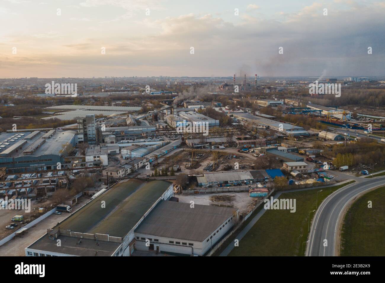 Industrial zone with workshop building, warehouse and production unit ...