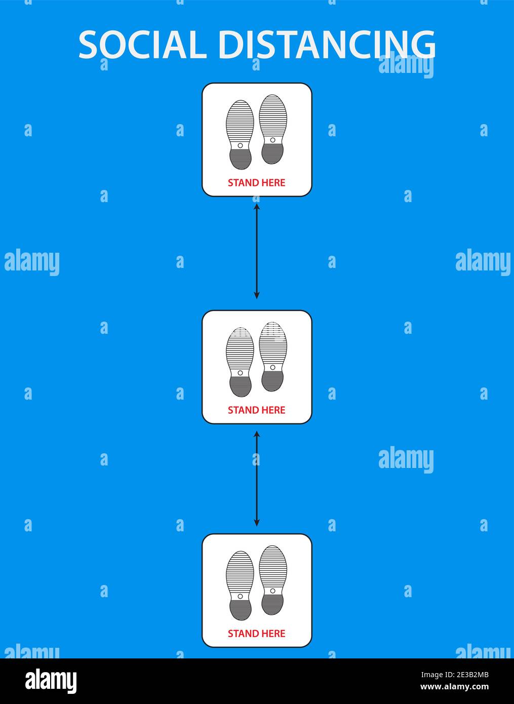 Queue sticker sign on the floor for Social distancing - shoe print ...