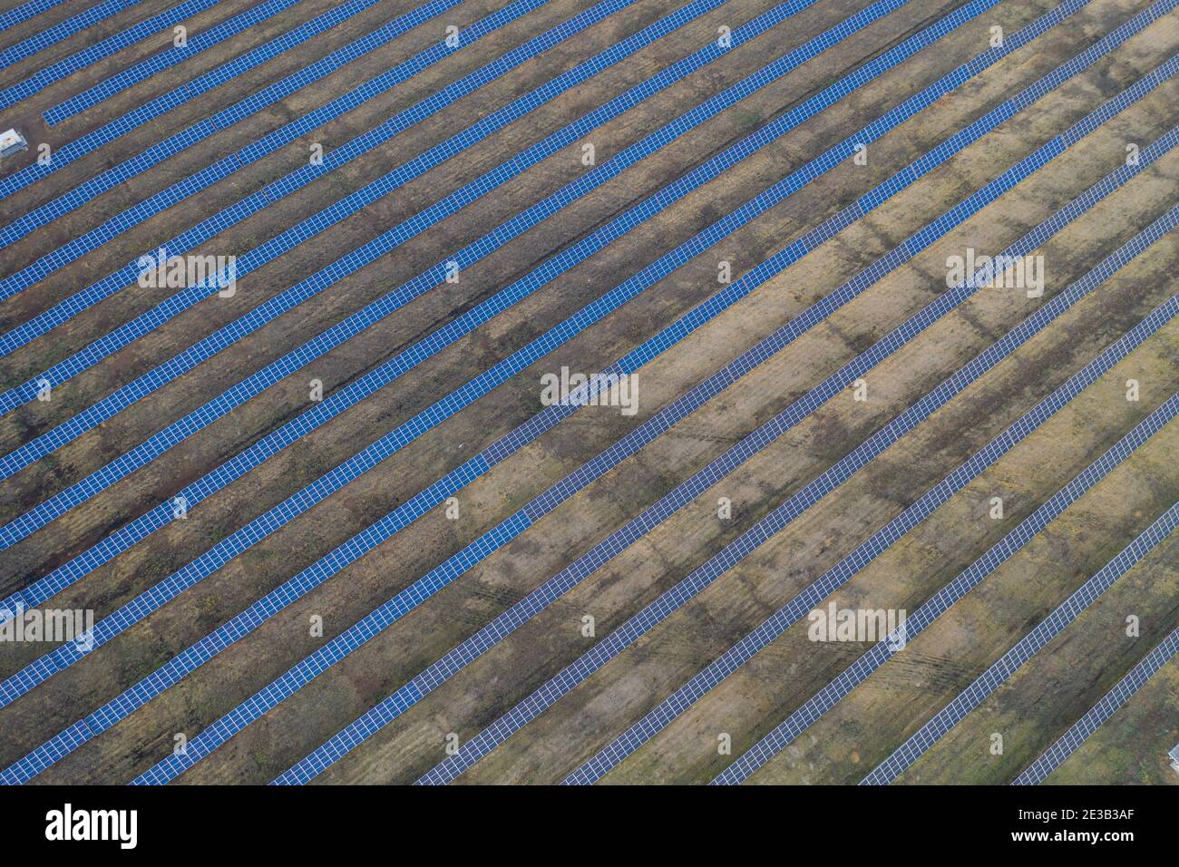Solar station with many panels of solar cells, aerial view Stock Photo ...