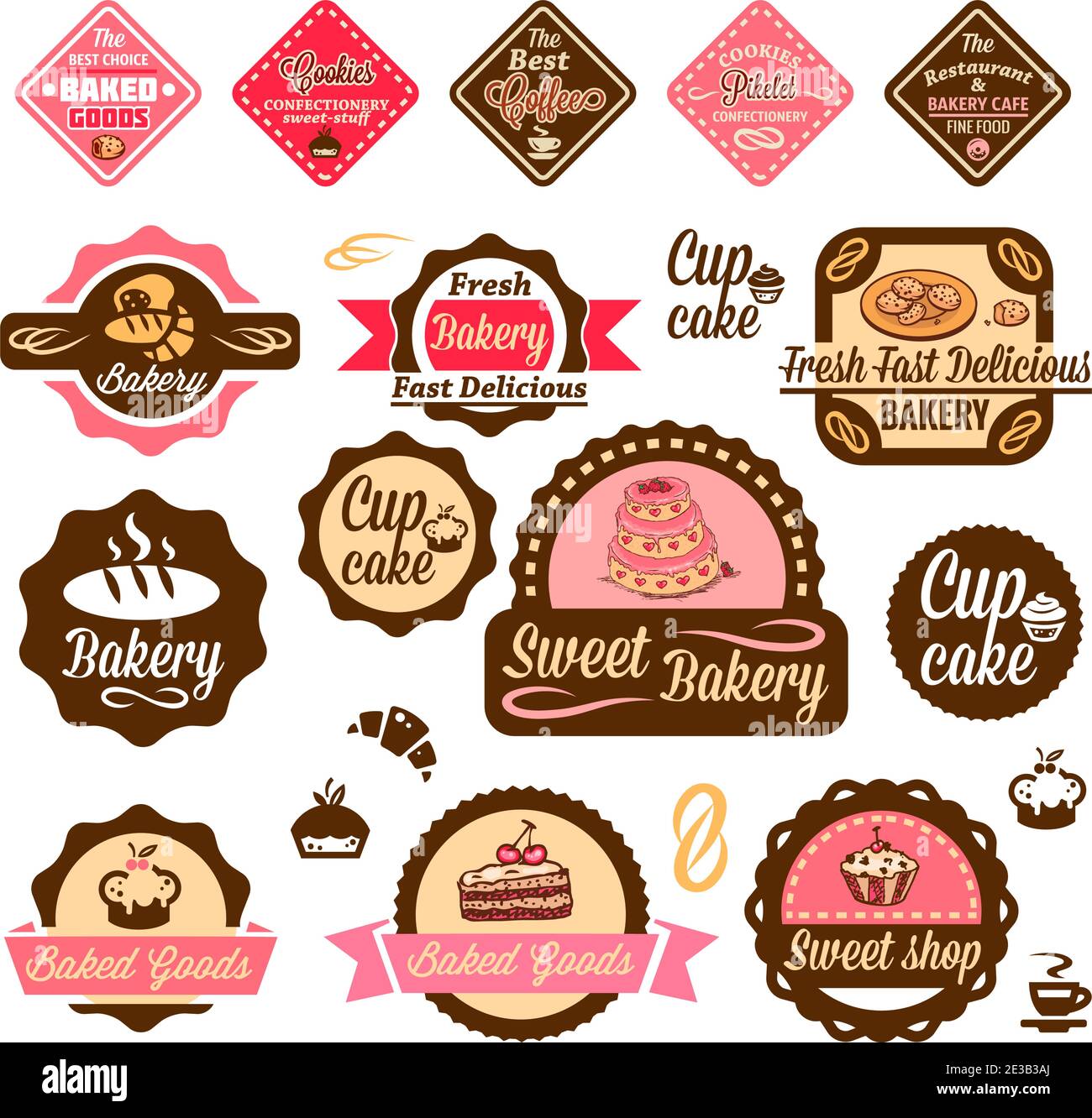 Elegant Vector Bakery Labels And Badges Set. All elements are grouped ...