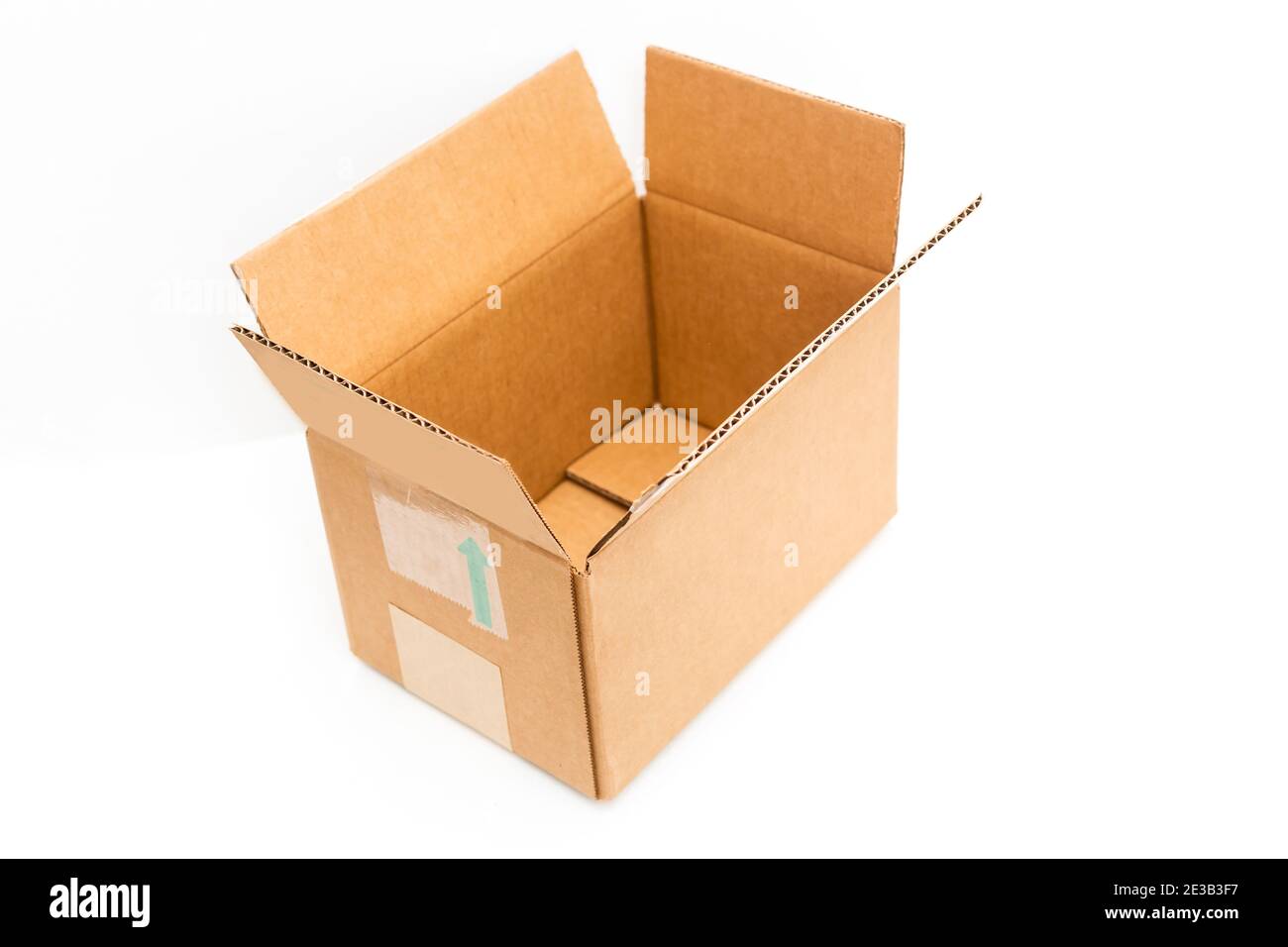 open big empty brown square cardboard box for transporting goods on ...