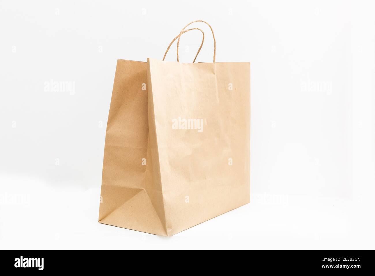 brown clear empty blank craft paper bag for takeaway isolated on white ...