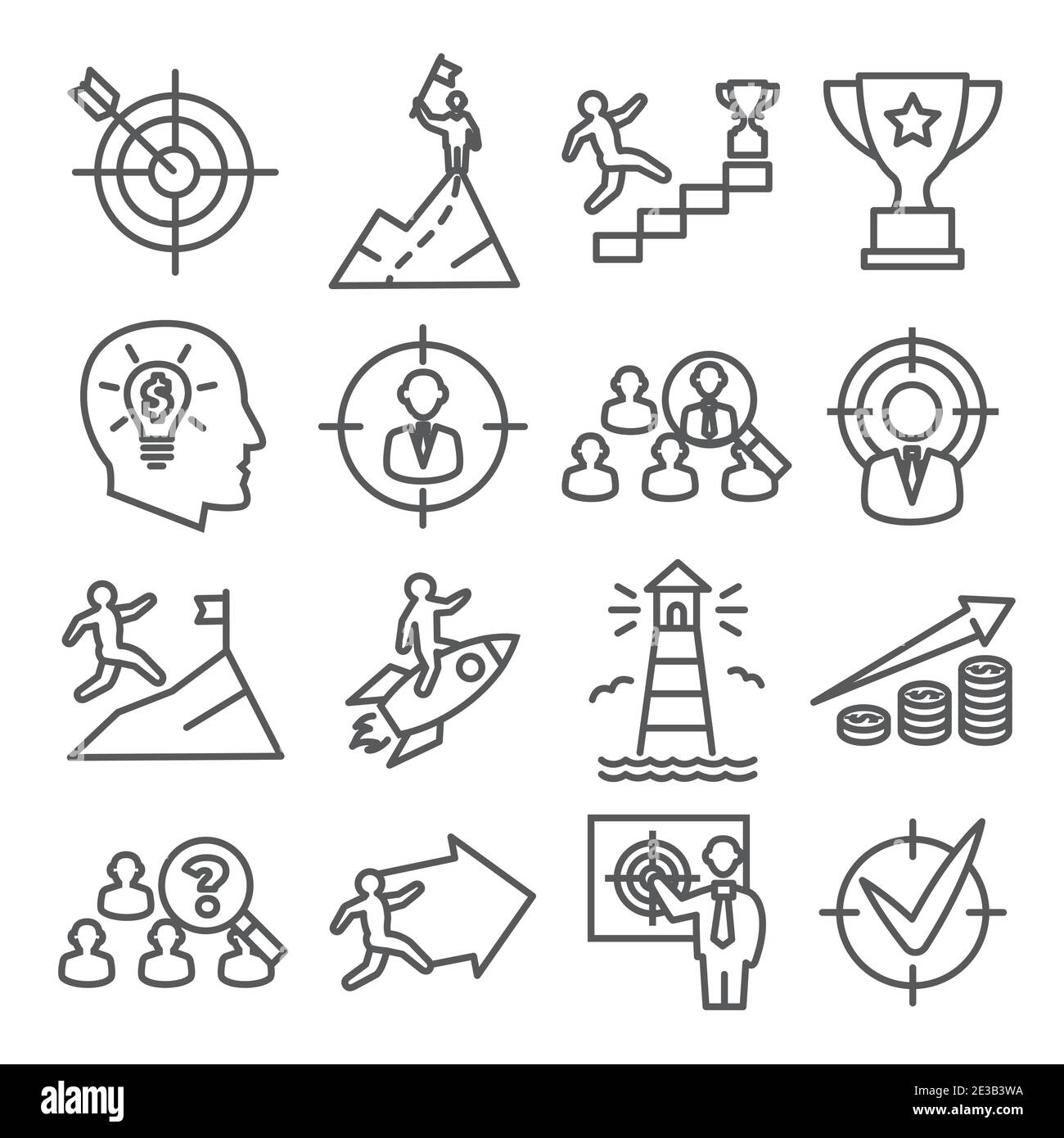 Goal objective line icons Cut Out Stock Images & Pictures - Alamy