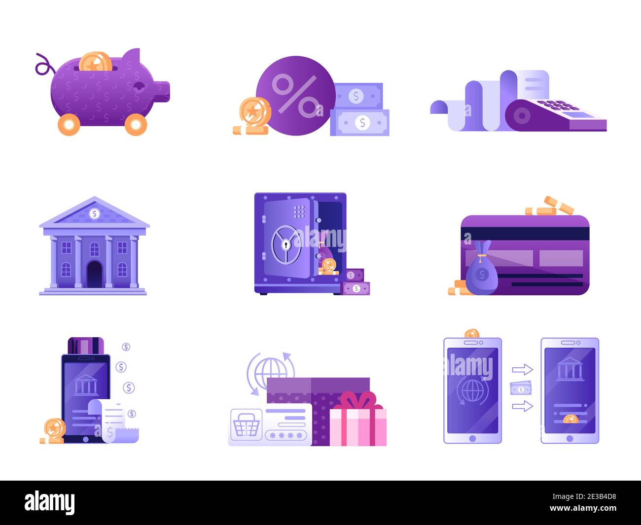 Online banking flat icons hi-res stock photography and images - Alamy