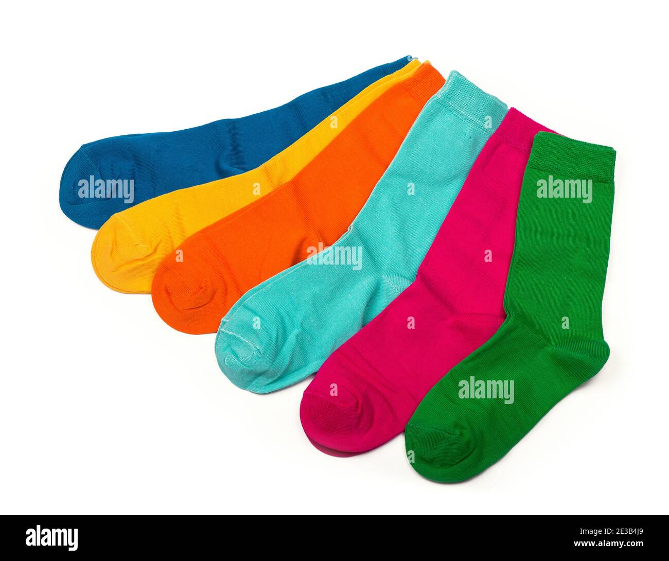 Colorful sock on white background, top view Stock Photo - Alamy