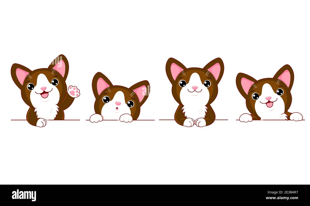 Set Of Cute Cat Set Of Borders With Kawaii Kitty Collection Of Cats