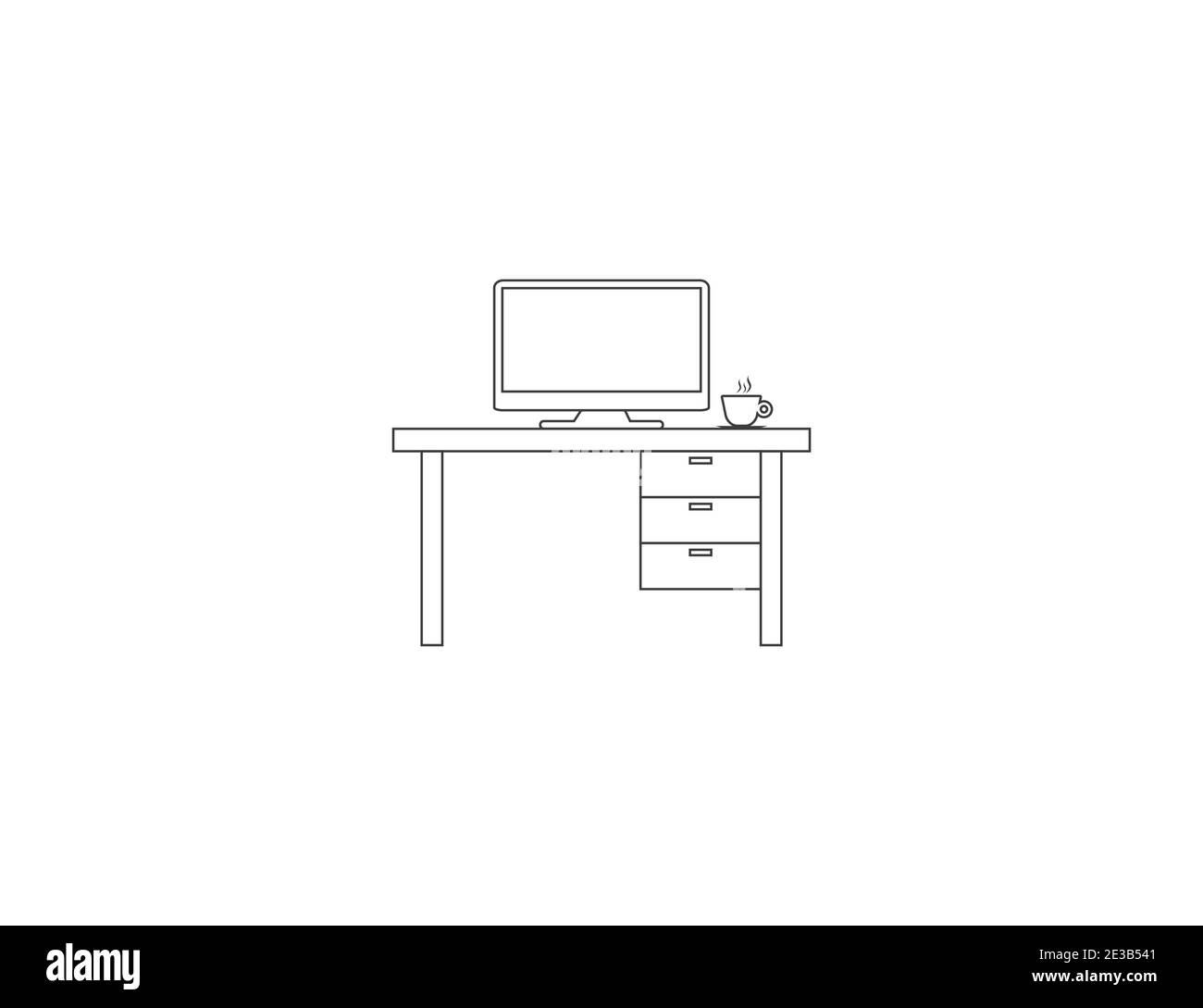 Office table, interior, workplace icon. Vector illustration, flat ...