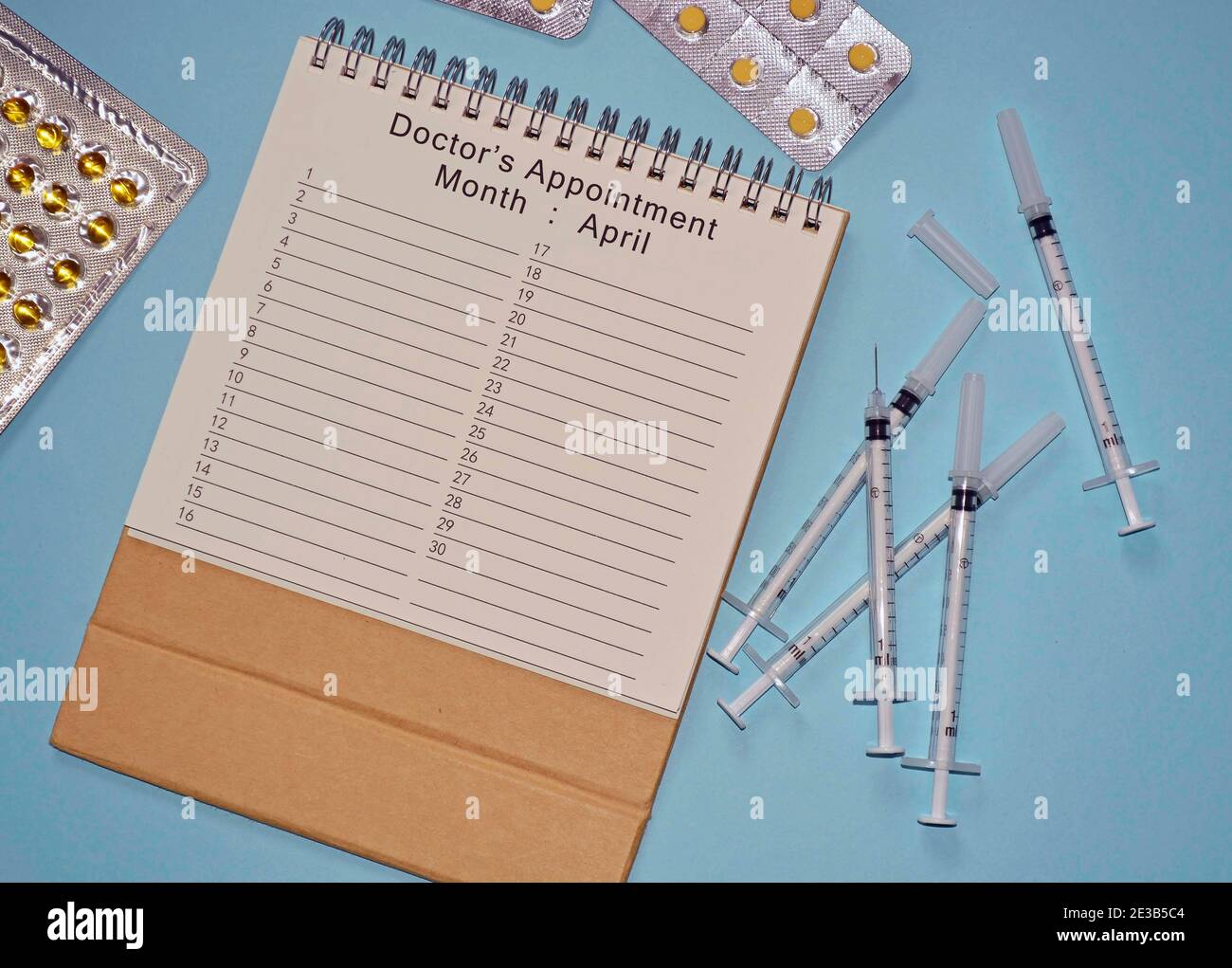 Month of April Doctor's Appointment calendar with disposable injection ...