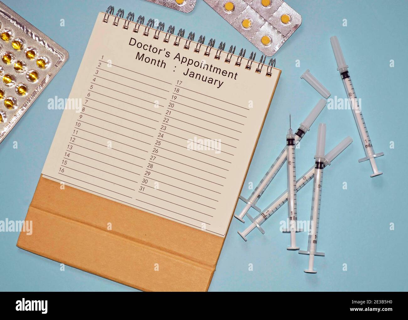 Month of January Doctor's Appointment calendar with disposable ...