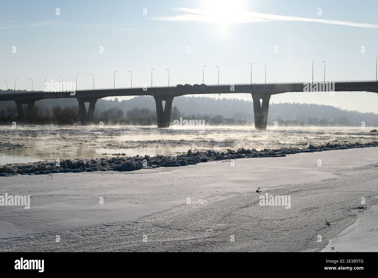 Bridge in Jurbarkas in winter time Stock Photo - Alamy