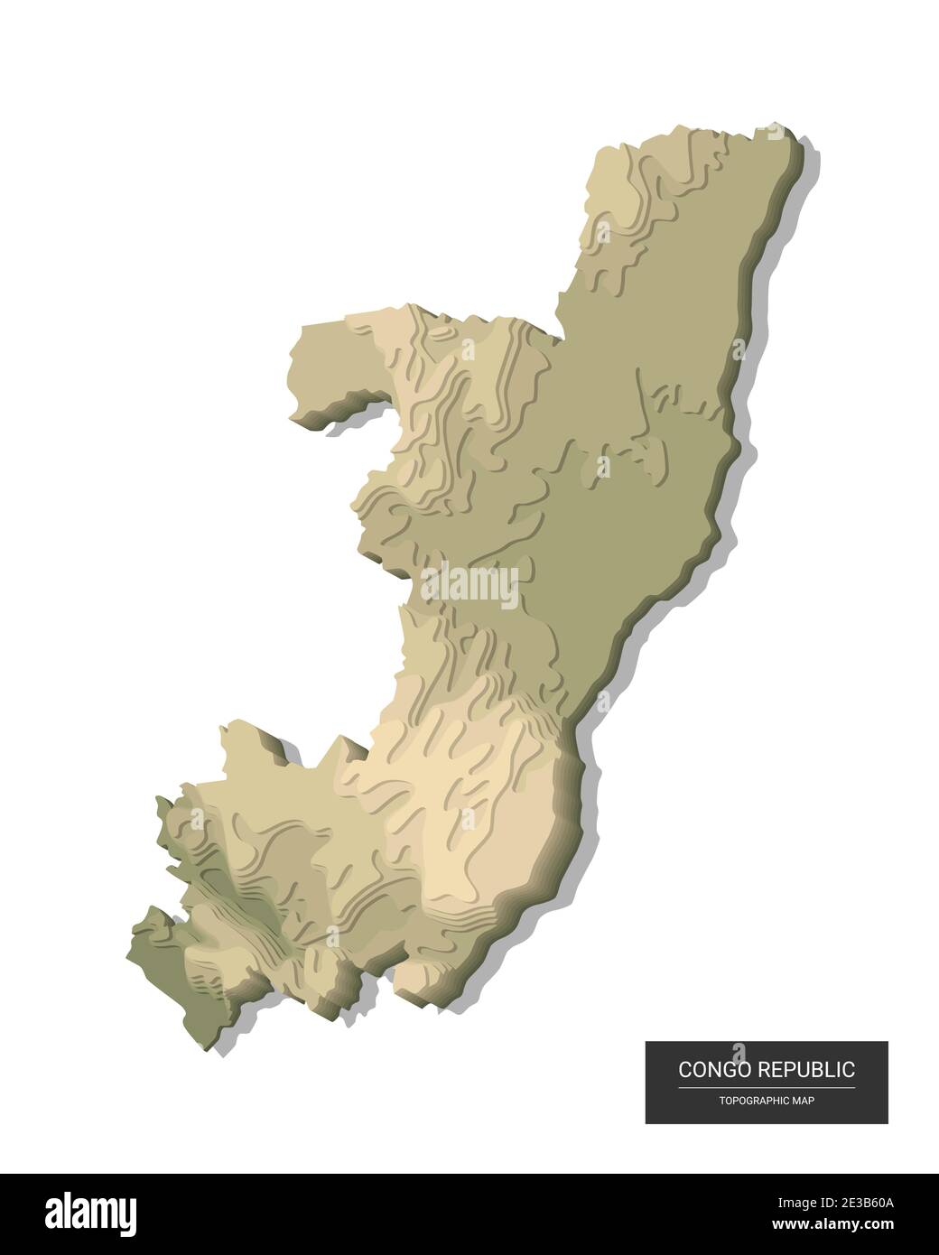 Congo Republic map - 3D digital high-altitude topographic map. 3D ...