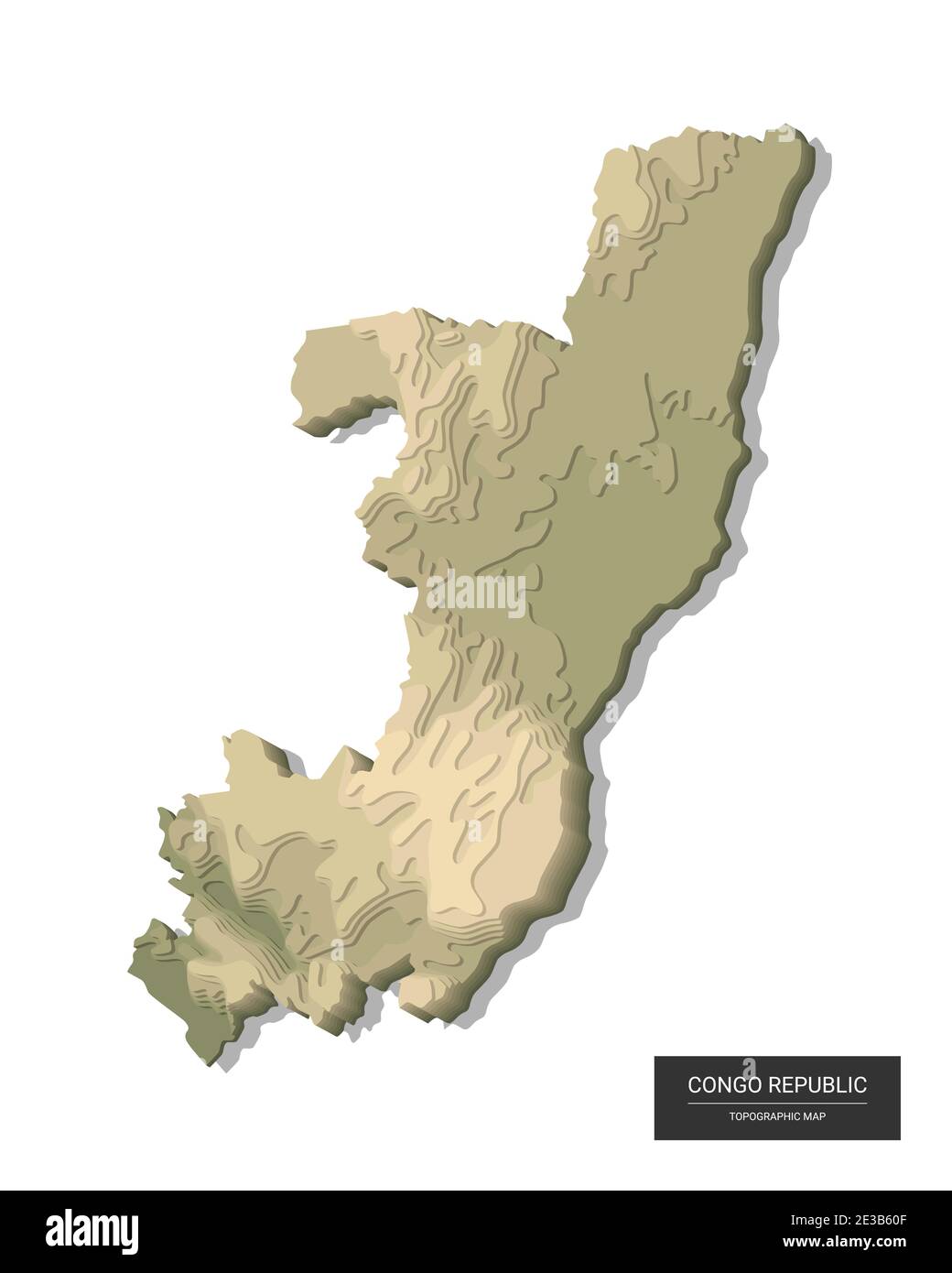 Congo Republic map - 3D digital high-altitude topographic map. 3D ...