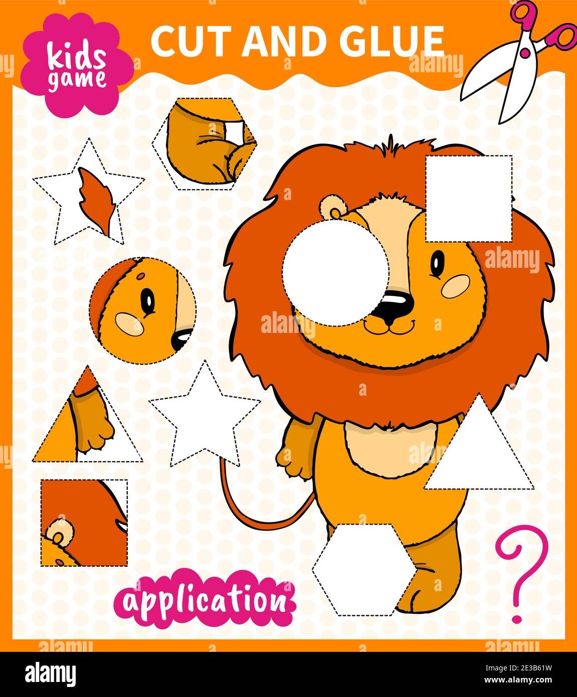 Children board animal game cut shape and glue in place for preschoolers ...