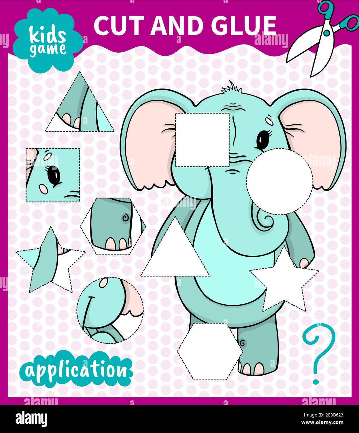 Children board animal game cut shape and glue in place for preschoolers ...