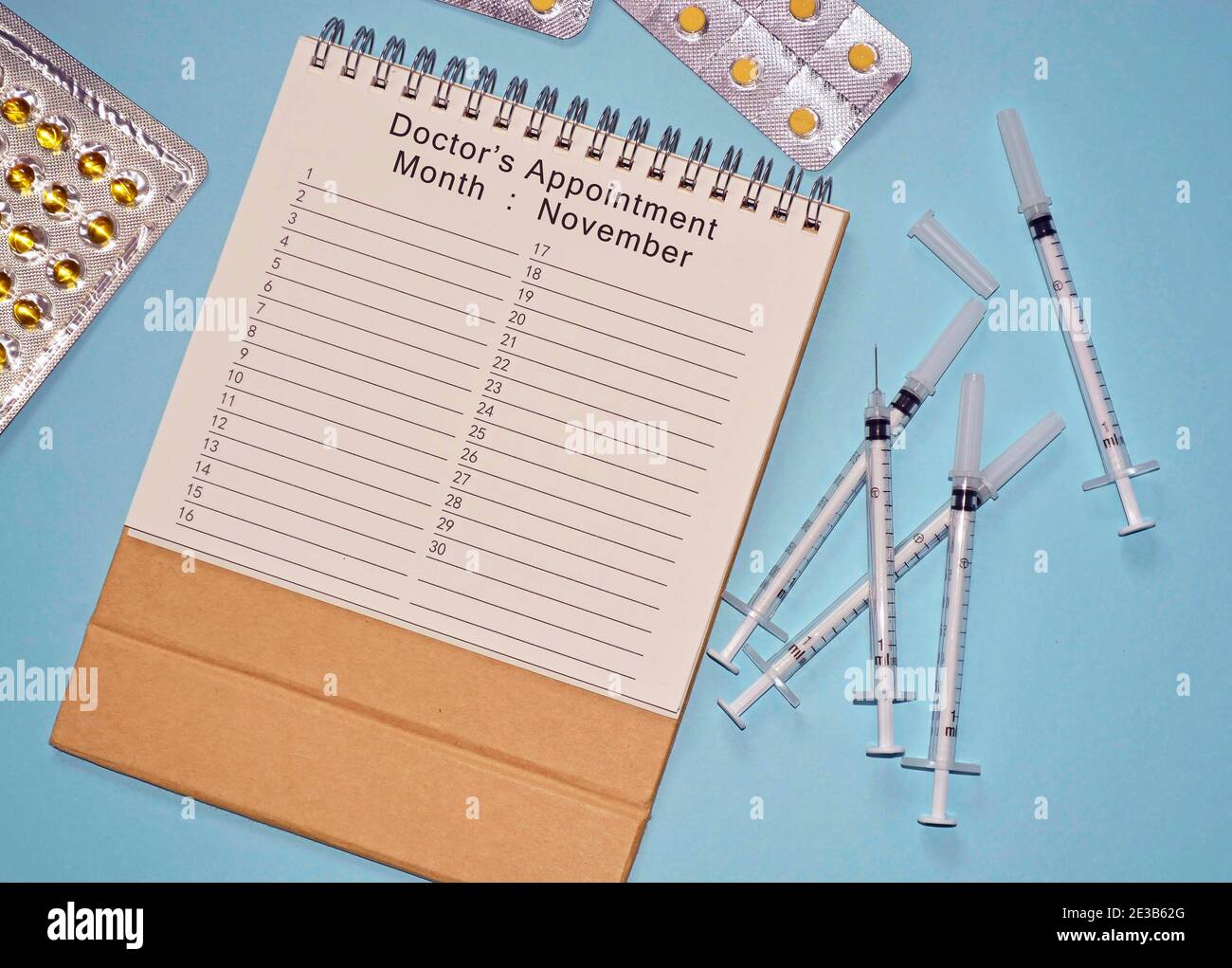 Month of November Doctor's Appointment calendar with disposable ...