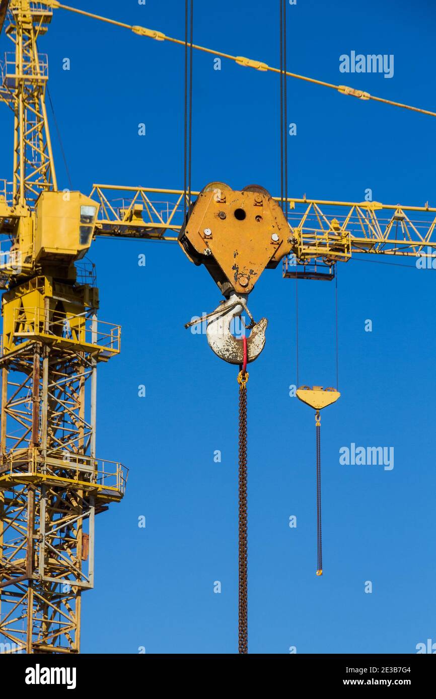 Russia. Moscow. Construction machinery. The work of cranes in ...