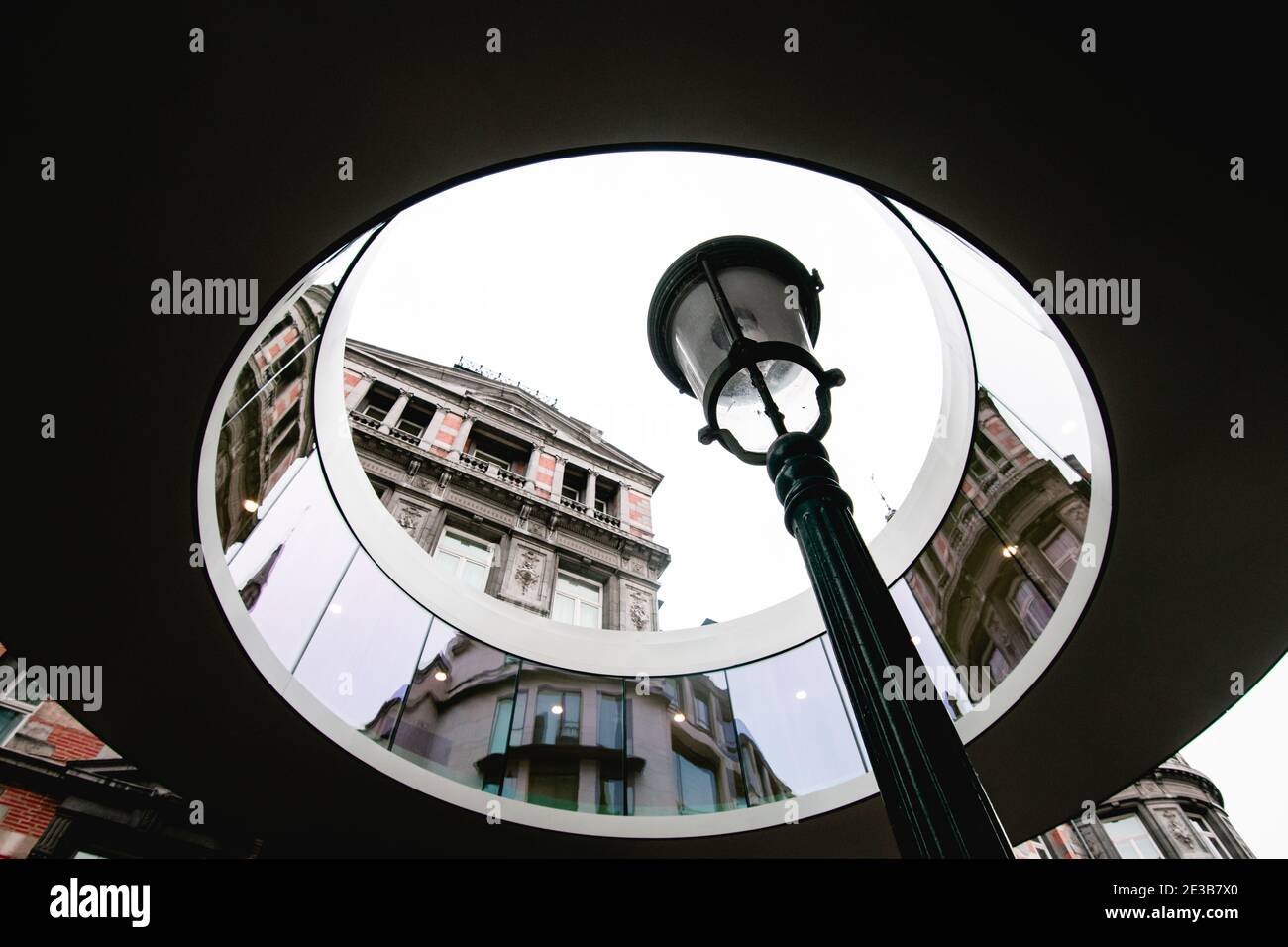 BRUSSELS, BELGIUM - Jan 16, 2021: The Passerelle Tondo bridge in the ...