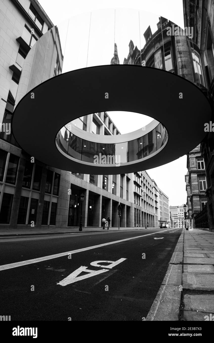 BRUSSELS, BELGIUM - Jan 16, 2021: The Passerelle Tondo bridge in the ...