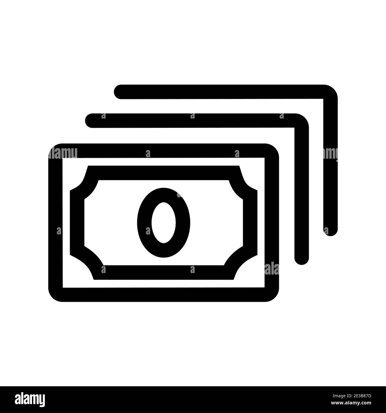 Abstract paper money stack outline icon isolated on white background ...