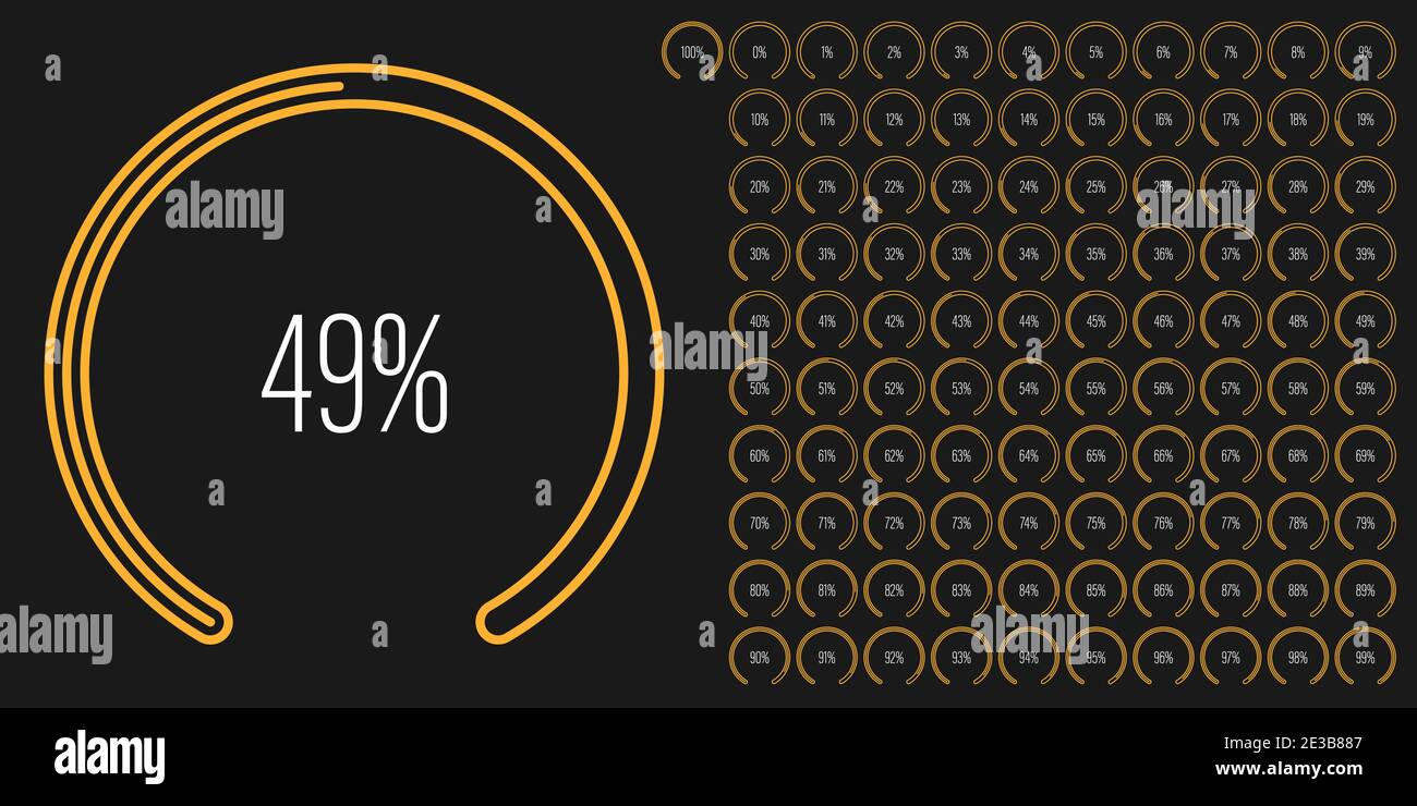 Set of circular sector percentage diagrams meters from 0 to 100 ready ...