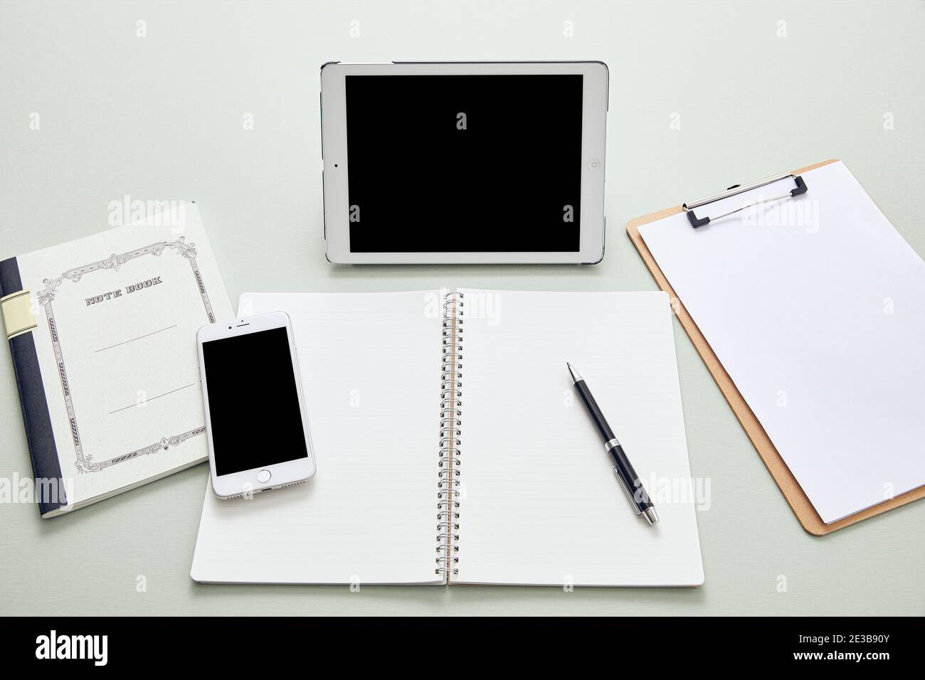 Top-down view of office equipment Stock Photo - Alamy