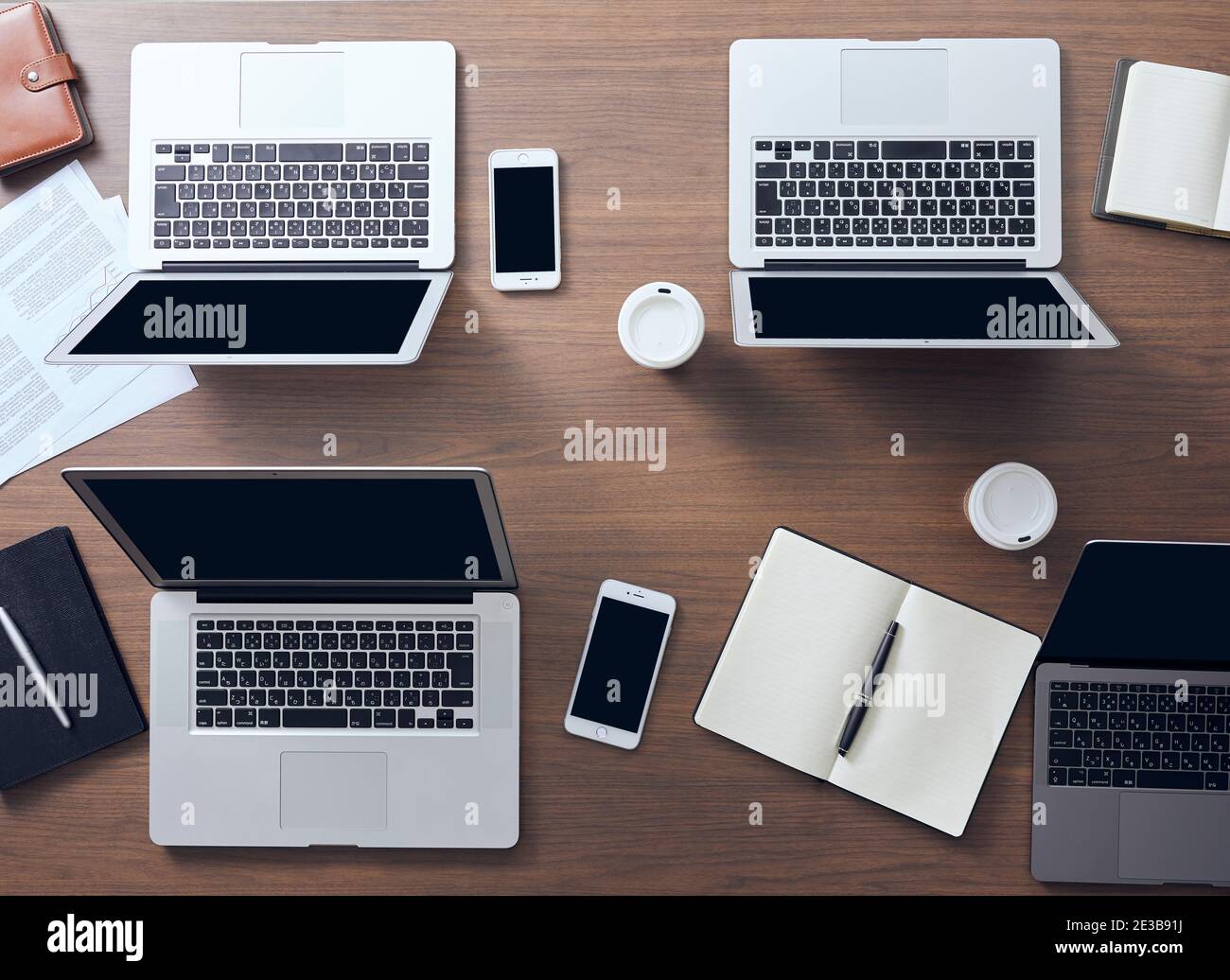 Top-down view of office equipment Stock Photo - Alamy