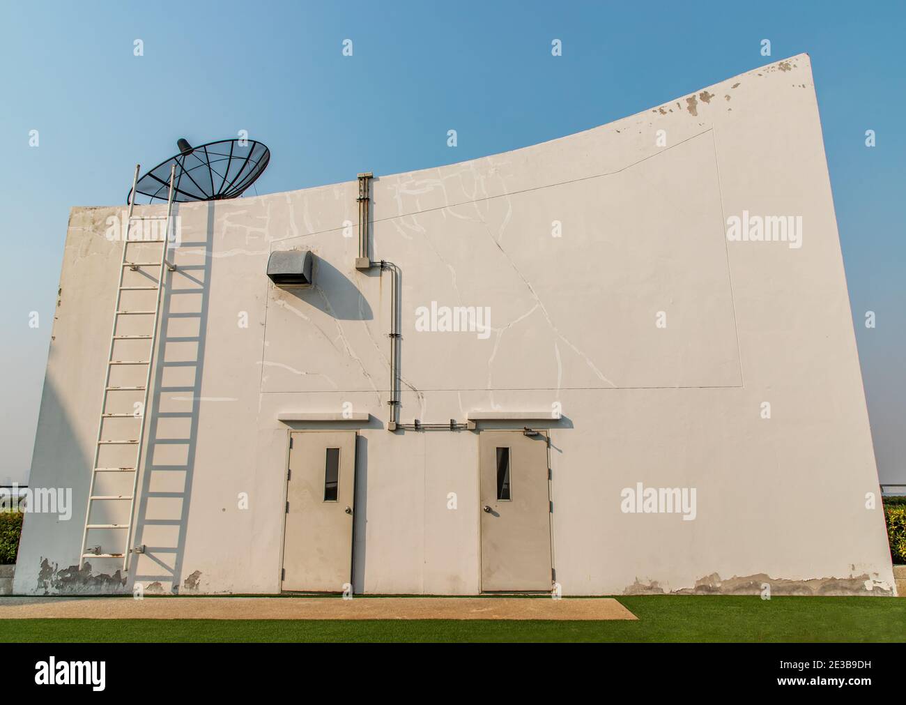 Outside of Machine control room. Passenger elevator on the rooftop of ...