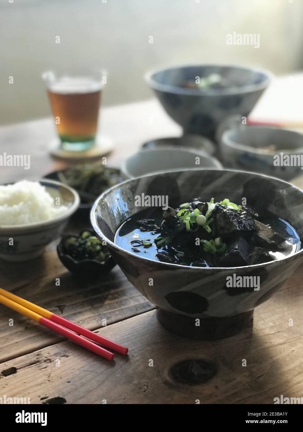 Squid Ink Soup, Japanese Food Stock Photo - Alamy