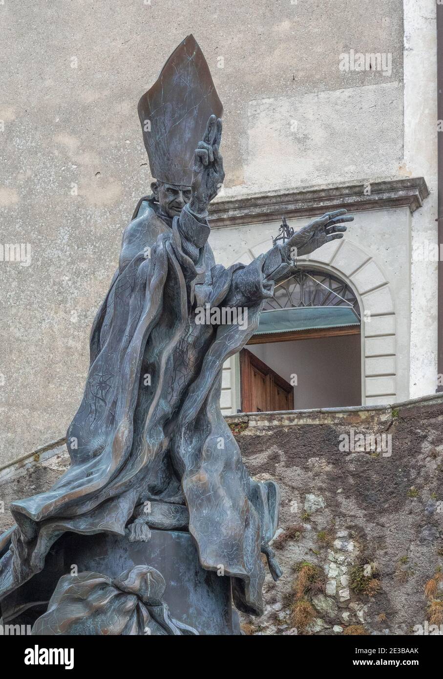 Bronze statue of Pope Paul 6th symbol of the Sacred Mountain of Varese ...
